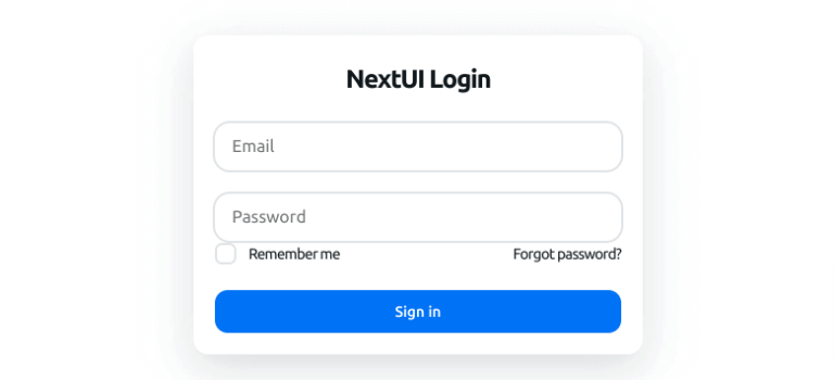 NextUI Login Form Example - FrontendShape